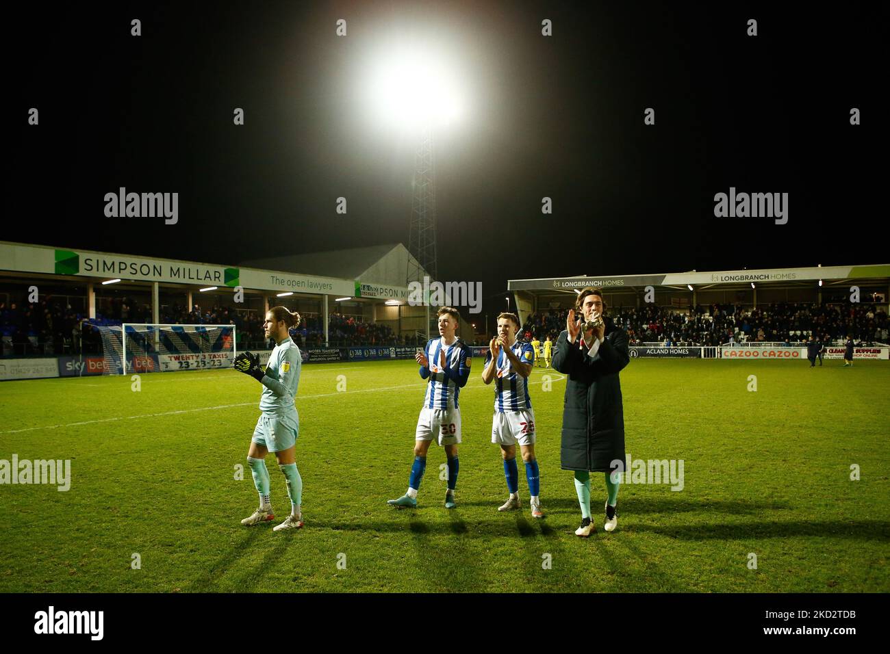 Ben Killip of Hartlepool United (l), Joe White of Hartlepool United (cl ...