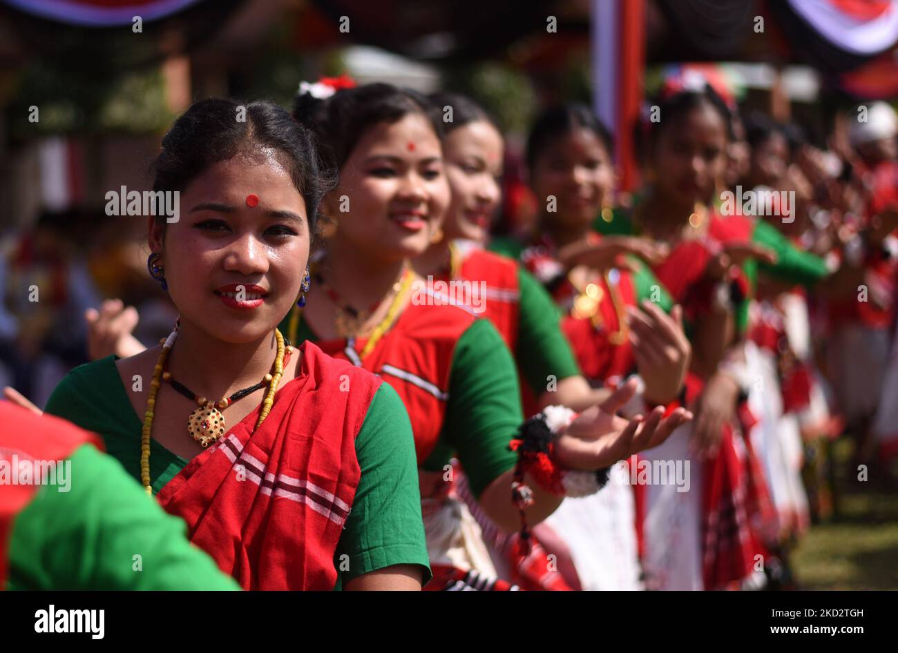 Mising tribal women dancing as they are celebrating Ali-Aye-Ligang ...