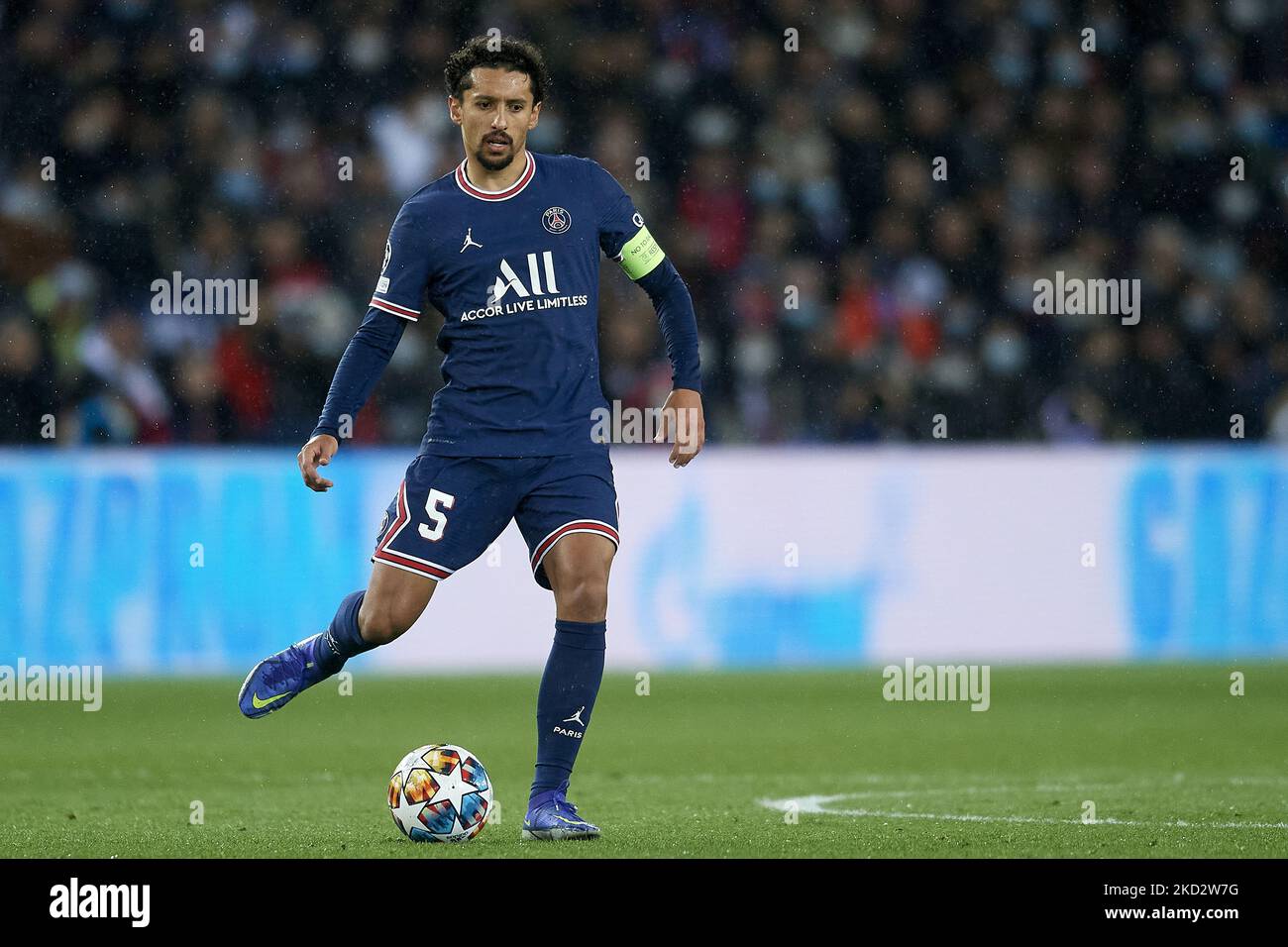 Marquinhos of PSG does passed during the UEFA Champions League Round Of ...