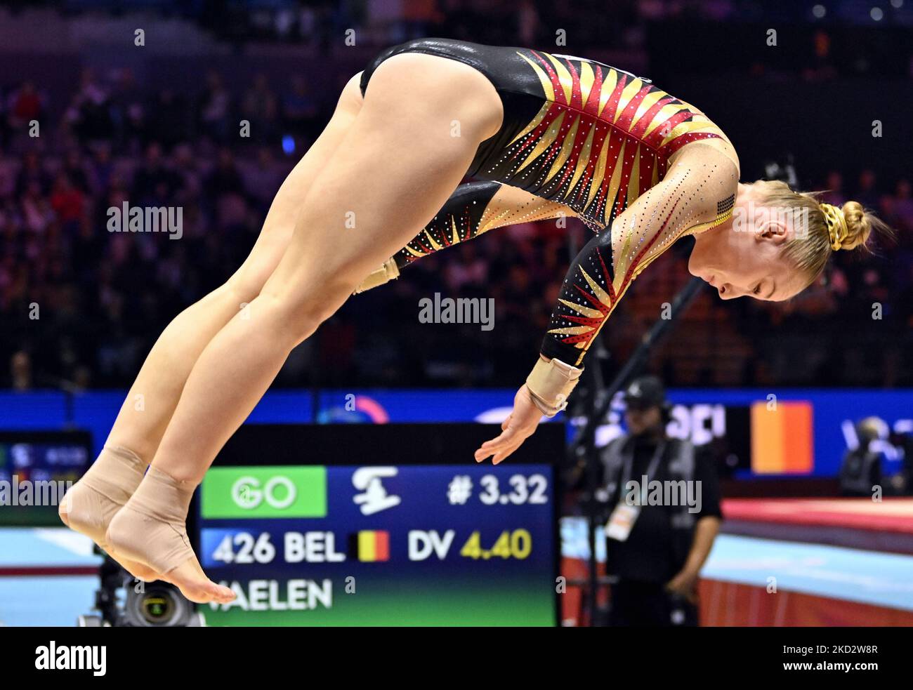 Belgian Lisa Vaelen pictured in action during the Women's Vault Final ...
