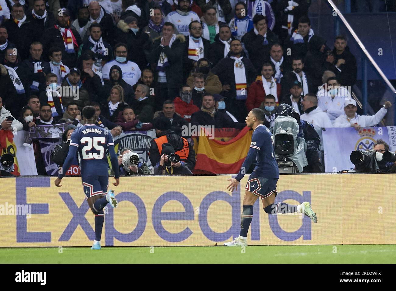 Kylian Mbappe of PSG celebrates front Real Madrid supporters after ...