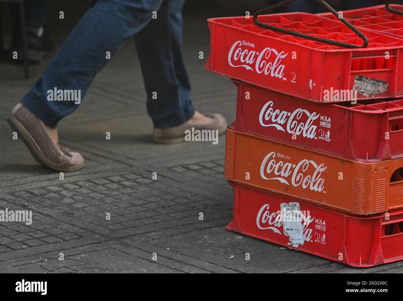 Empty Coca-Cola crates seen outside a shop in Merida. On Wednesday ...
