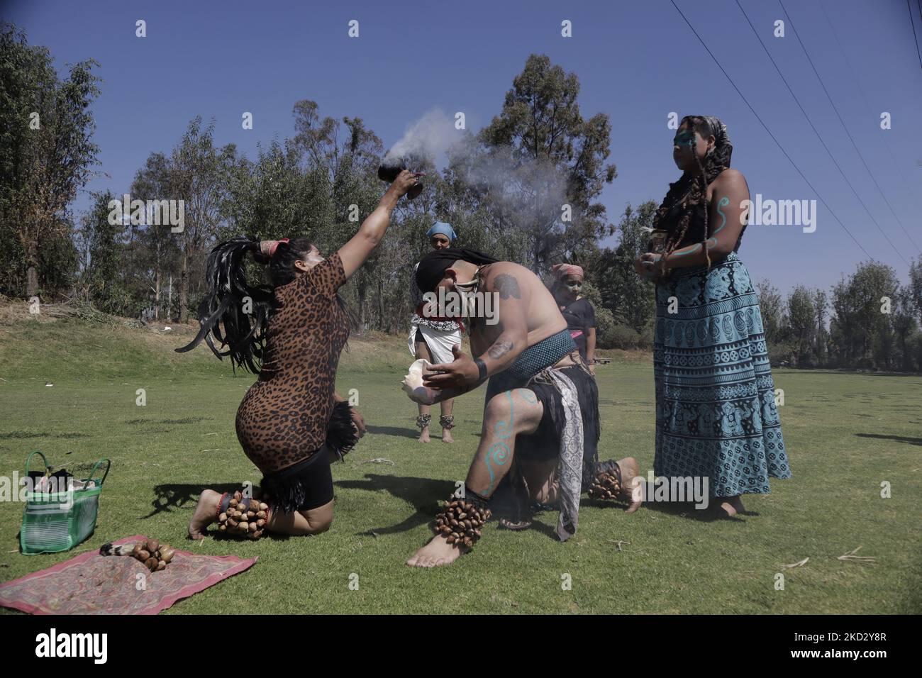 Pre-Hispanic ritual prior to the iberation of axolotls at the Centro ...