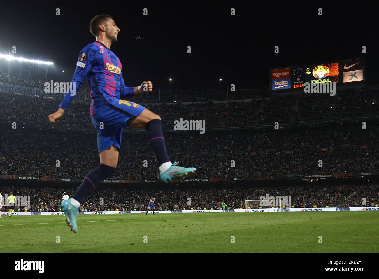 Ferran Torres of Barcelona celebrates after scoring his sides first ...