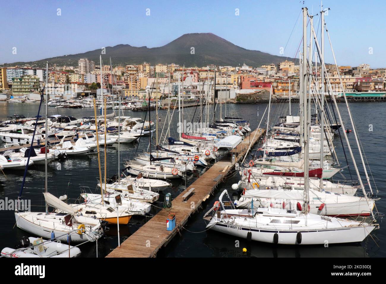 Ercolano Port with Mount Vesuvius in Naples, Italy Stock Photo - Alamy