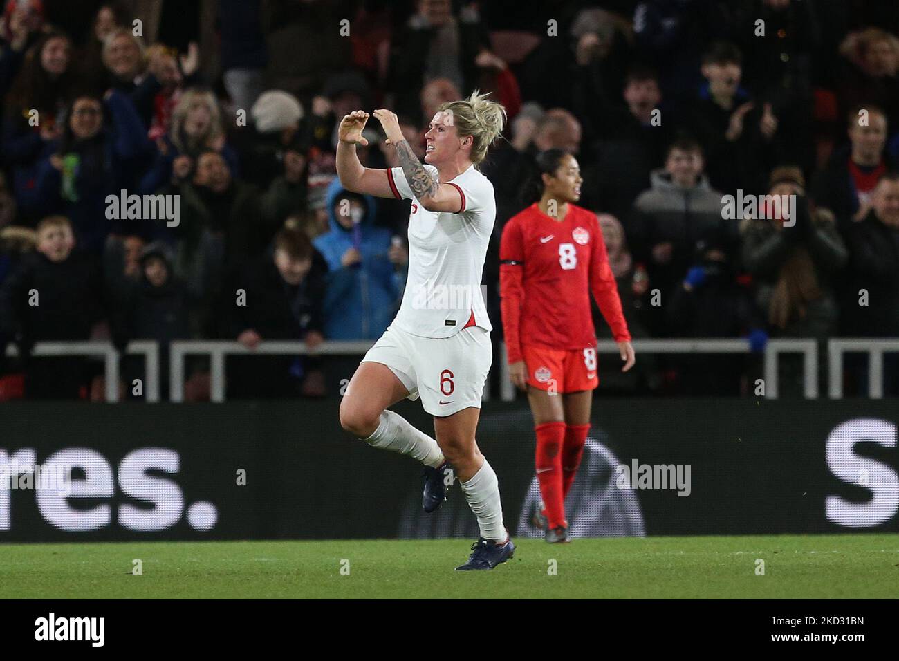 England's Millie Bright celebrates after scoring during the Arnold ...