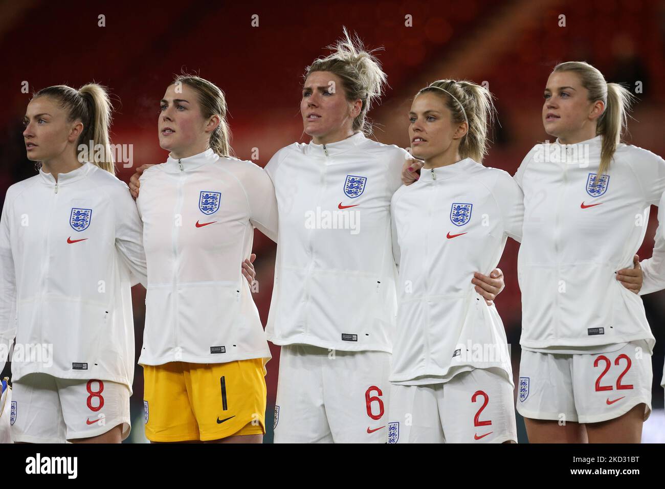 England's (L-R) Leah Williamson, Mary Earps , Millie Bright , Rachel ...