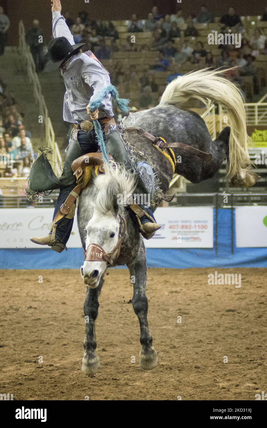 Dylan Schoefield from Phipps, South Dakota, USA competes in the Saddle ...