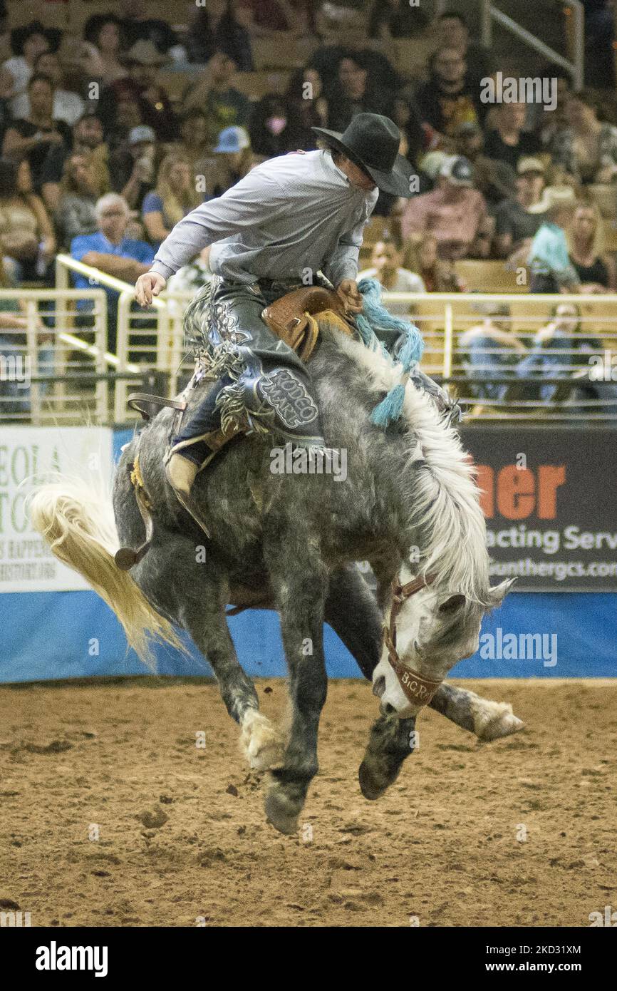 Dylan Schoefield from Phipps, South Dakota, USA competes in the Saddle ...
