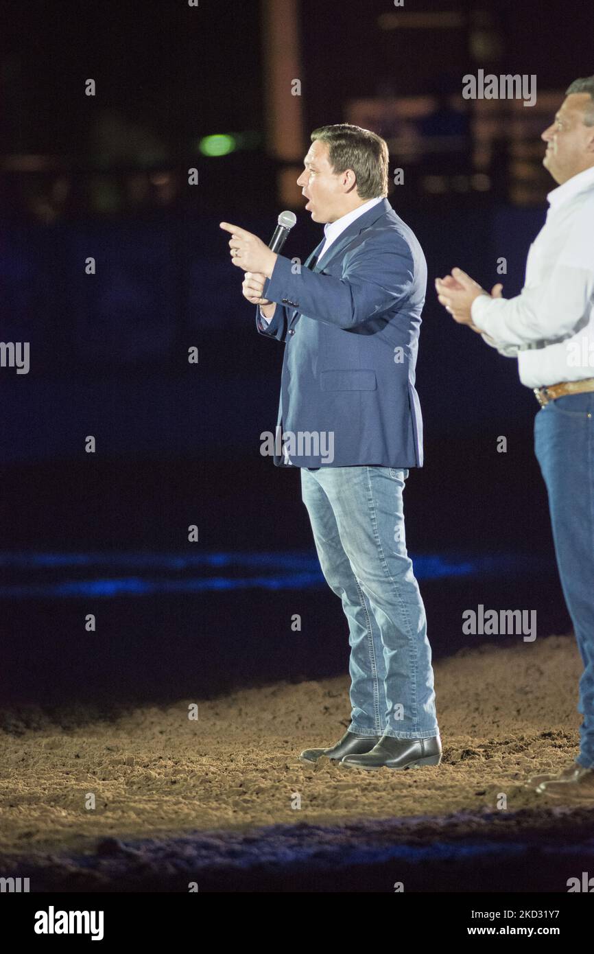Ron DeSantis - the 49th Governor of Florida delivers remarks during the ...