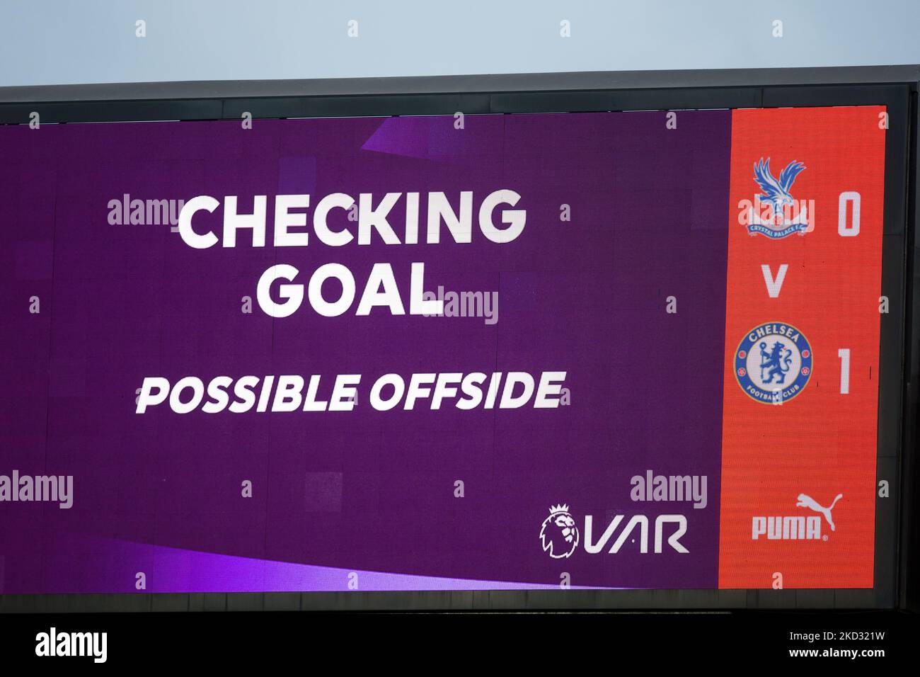 Var checks the goal during the Premier League match between Crystal ...