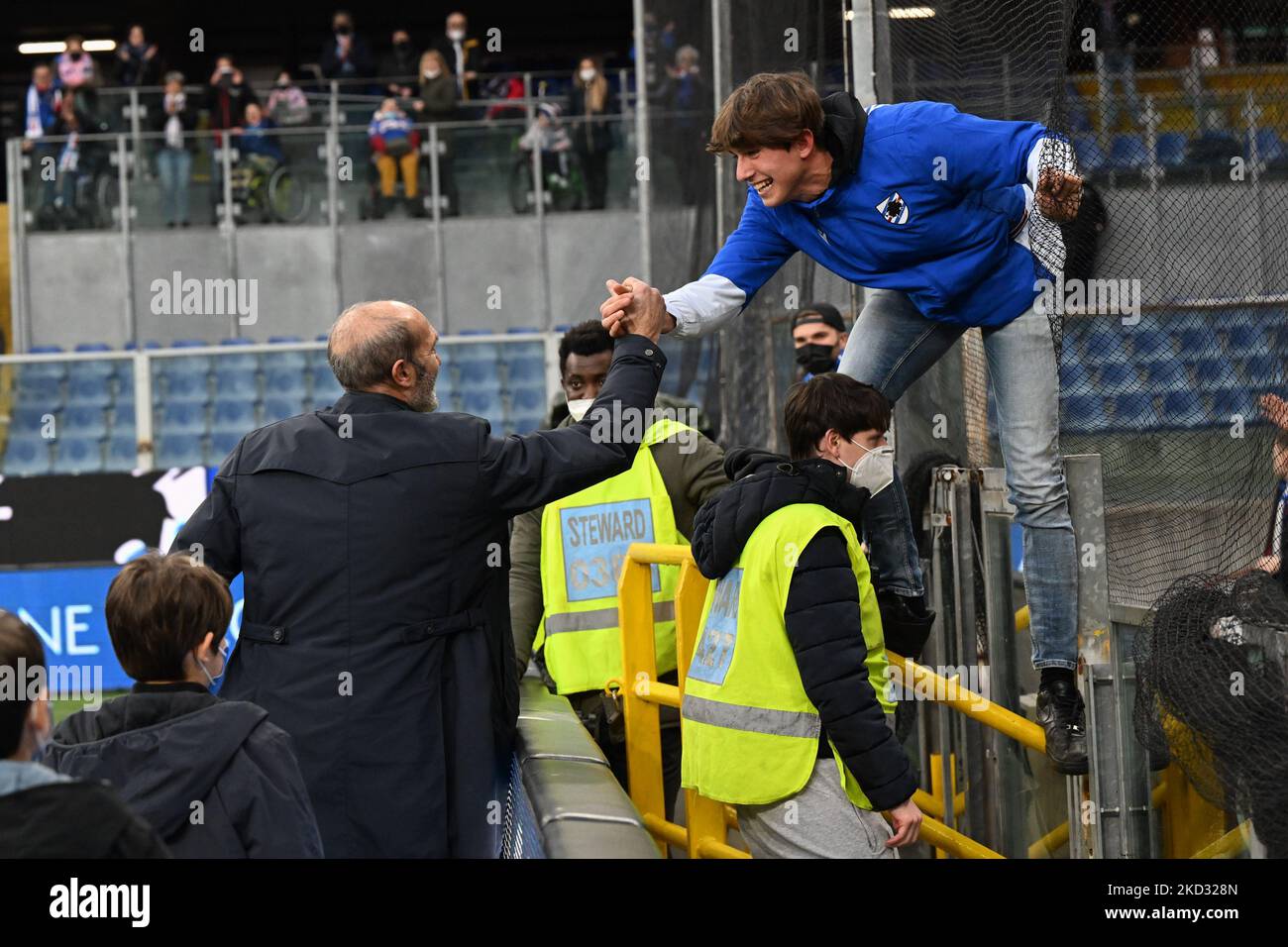 Marco Lanna President of Sampdoria celebrates after scoring a match and ...