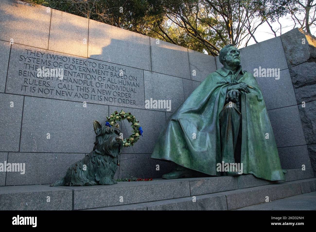 A statue of FDR and his dog is seen at the Franklin Delano Roosevelt ...