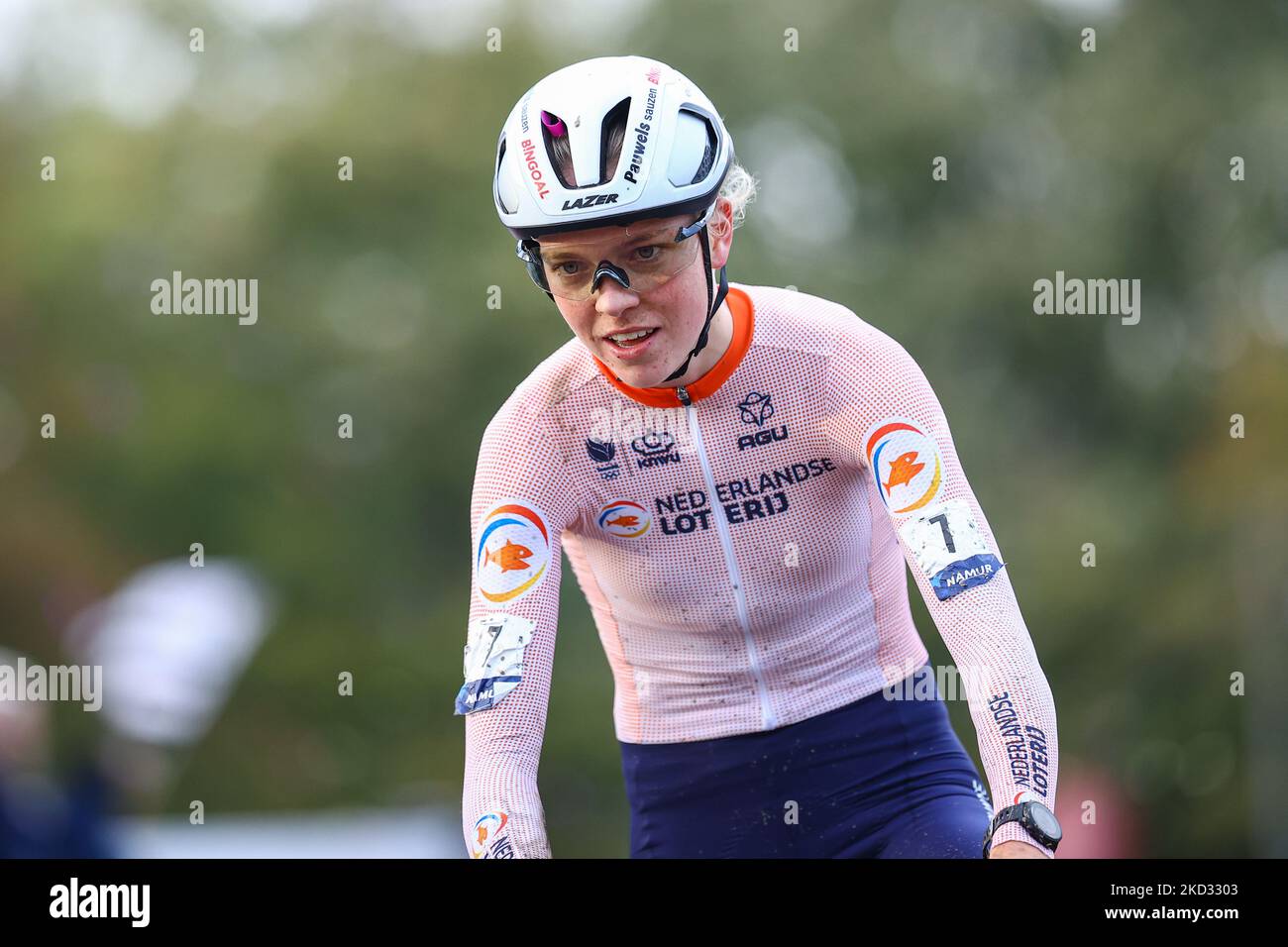 Dutch Fem Van Empel celebrates as she crosses the finish line to win ...