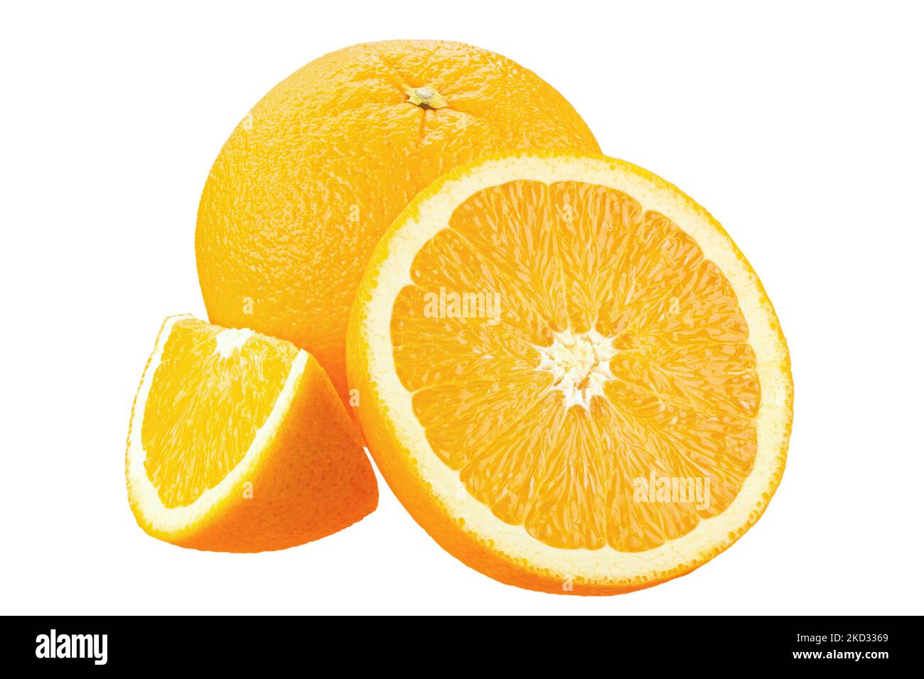 Orange fruit. Orange with cut in half slices isolate on white. File ...