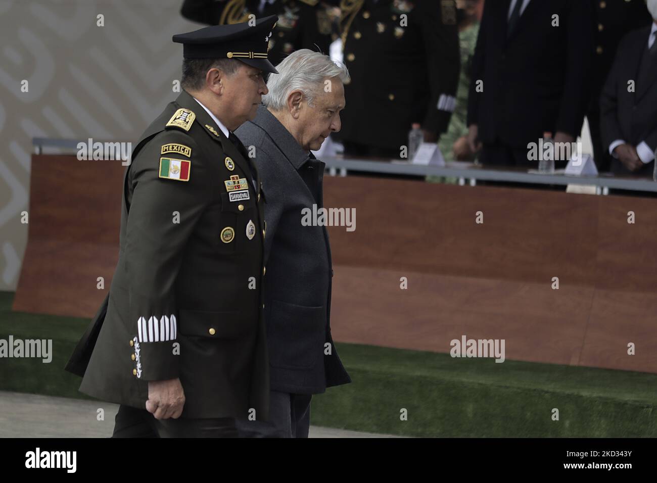 Andrés Manuel López Obrador, President of Mexico, accompanied by Luis ...
