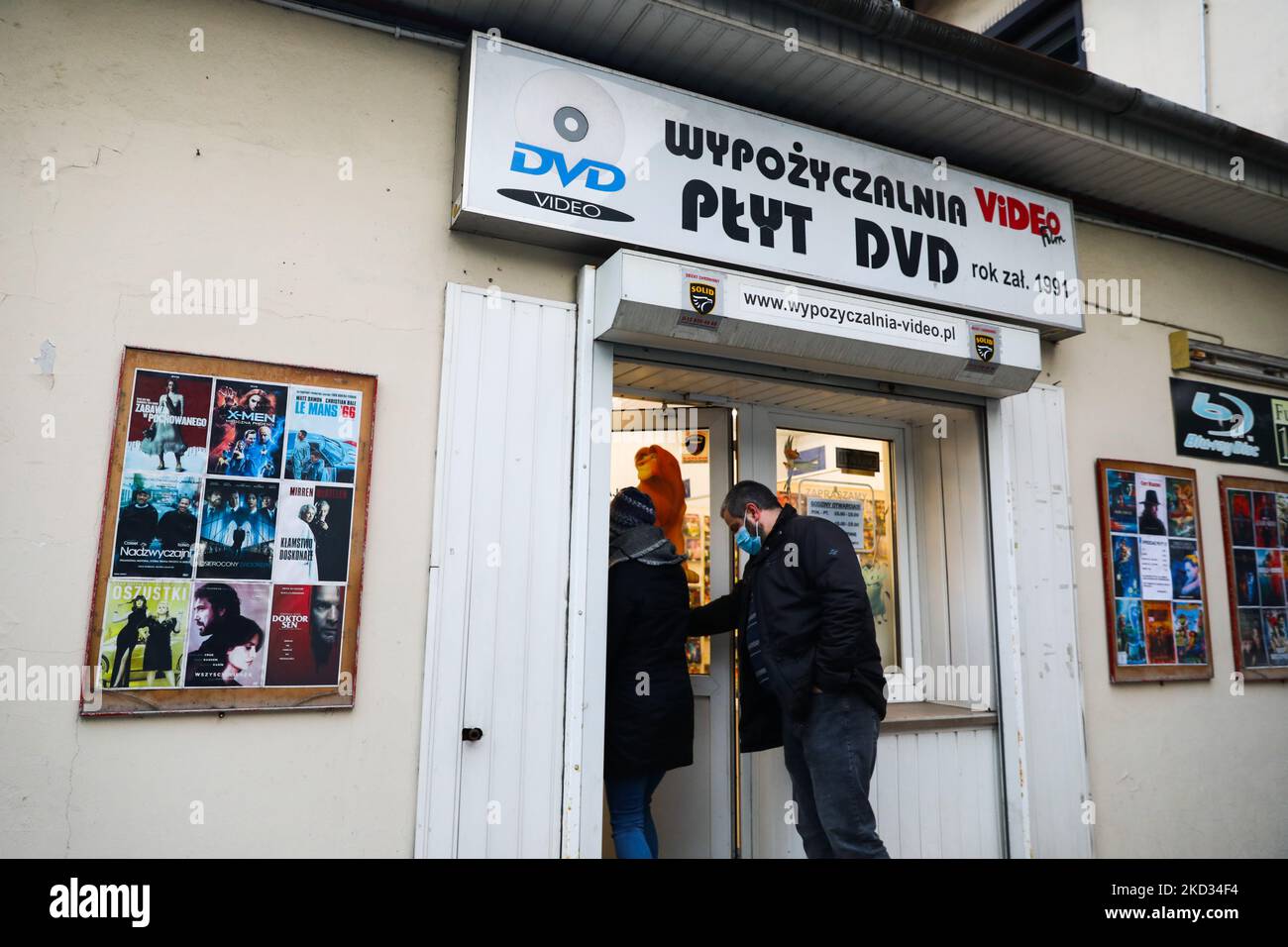 Customers of 'Video-Film' DVD and video rental store on Kalwaryjska ...