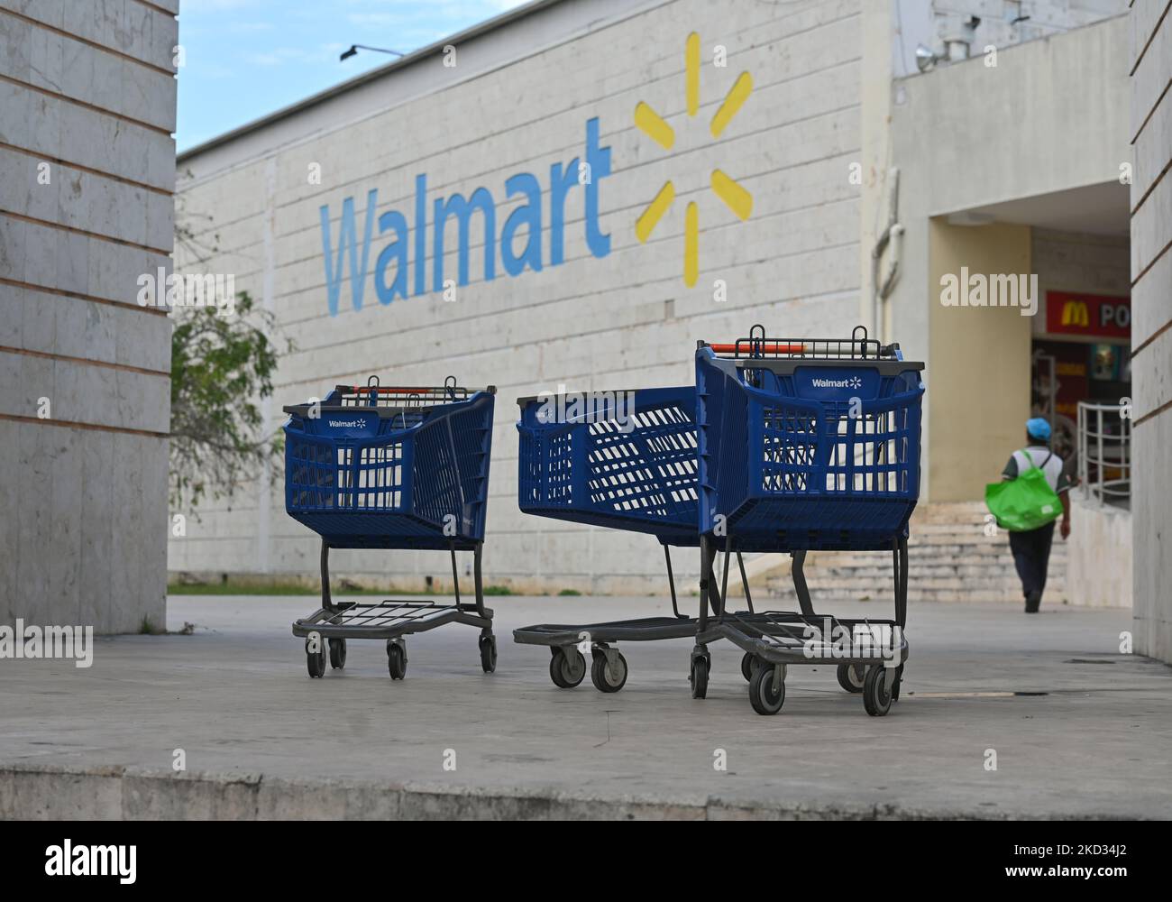 Walmart logo at the entrance to Walmart store on Paseo de Montejo, in ...