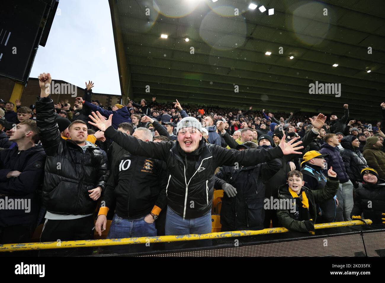 Wolves fans celebrate their first goal during the Premier League match ...