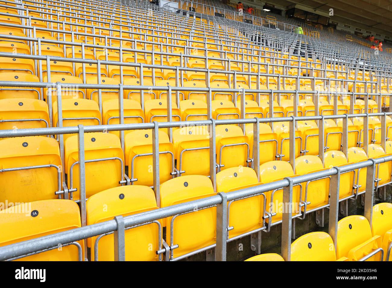 A general view of the safe standing area in the stadium during the ...