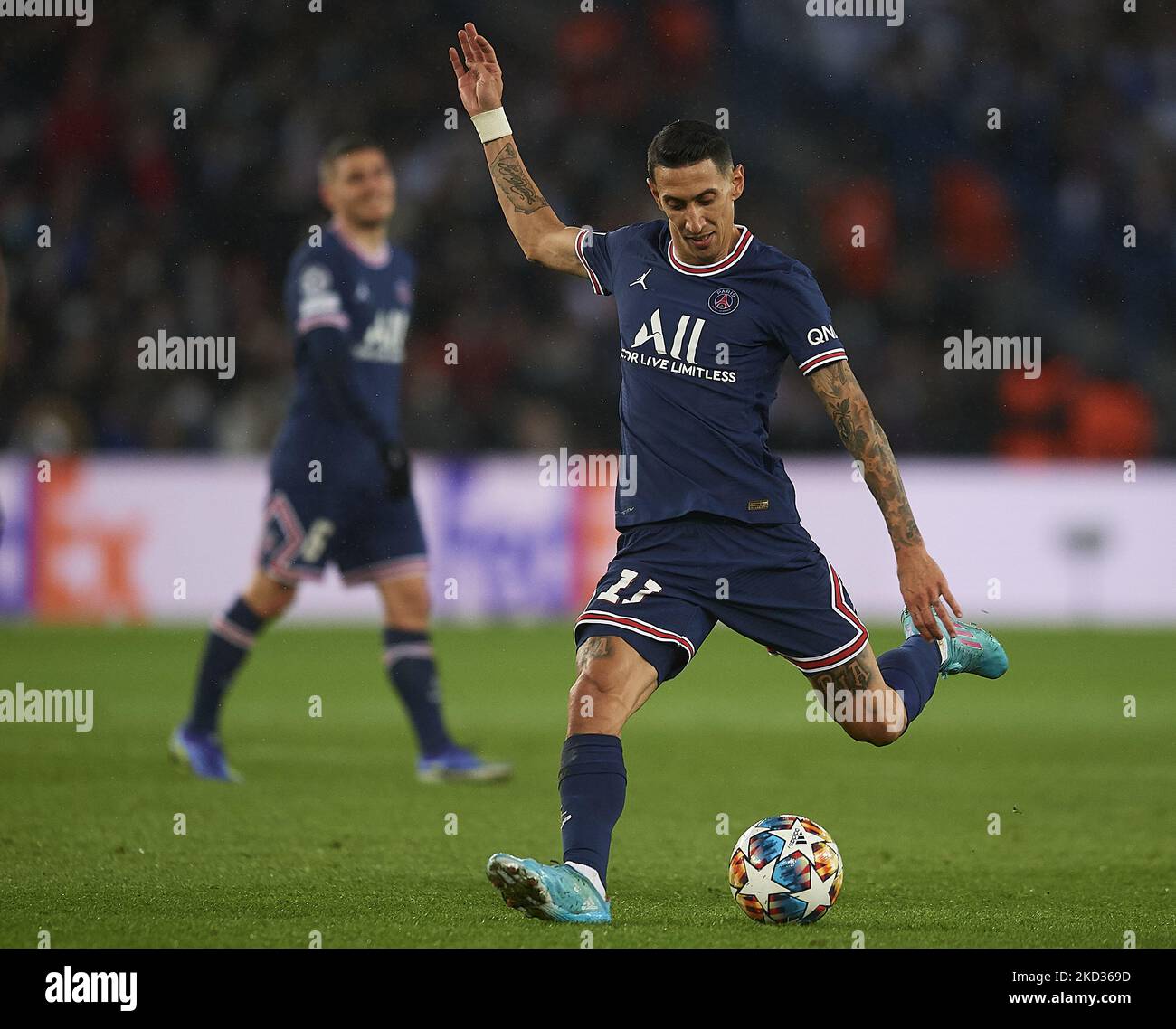 Angel Di Maria of Paris Saint Germain in action during the UEFA ...