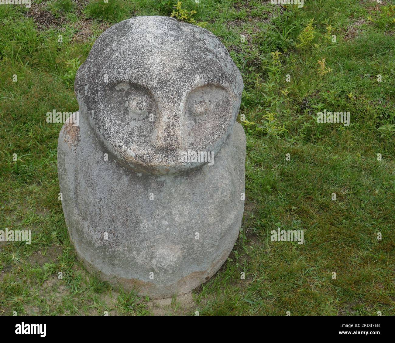 Close up view of mysterious ancient megalith known as Oba in Lore Lindu ...