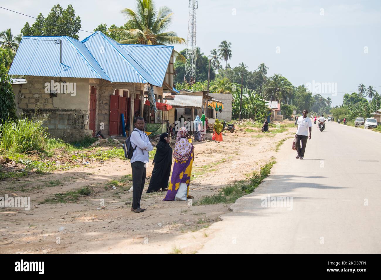 Zanzibar City, Tanzania - May 01,2022: Street view of the usual daily ...