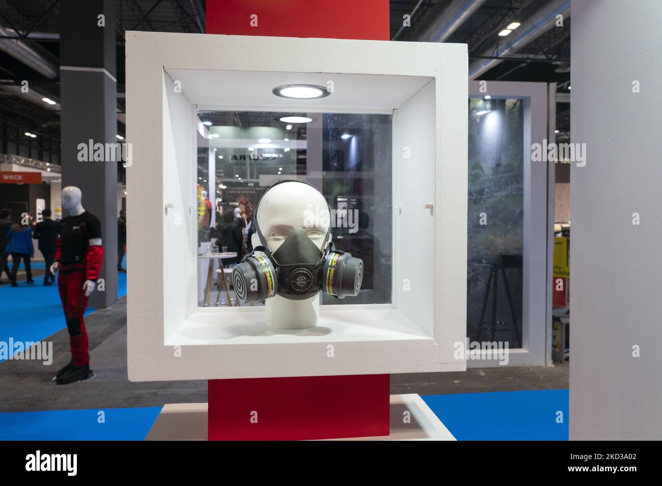 Detail of a gas protection equipment at the SICUR 2022 International Security Exhibition that ...