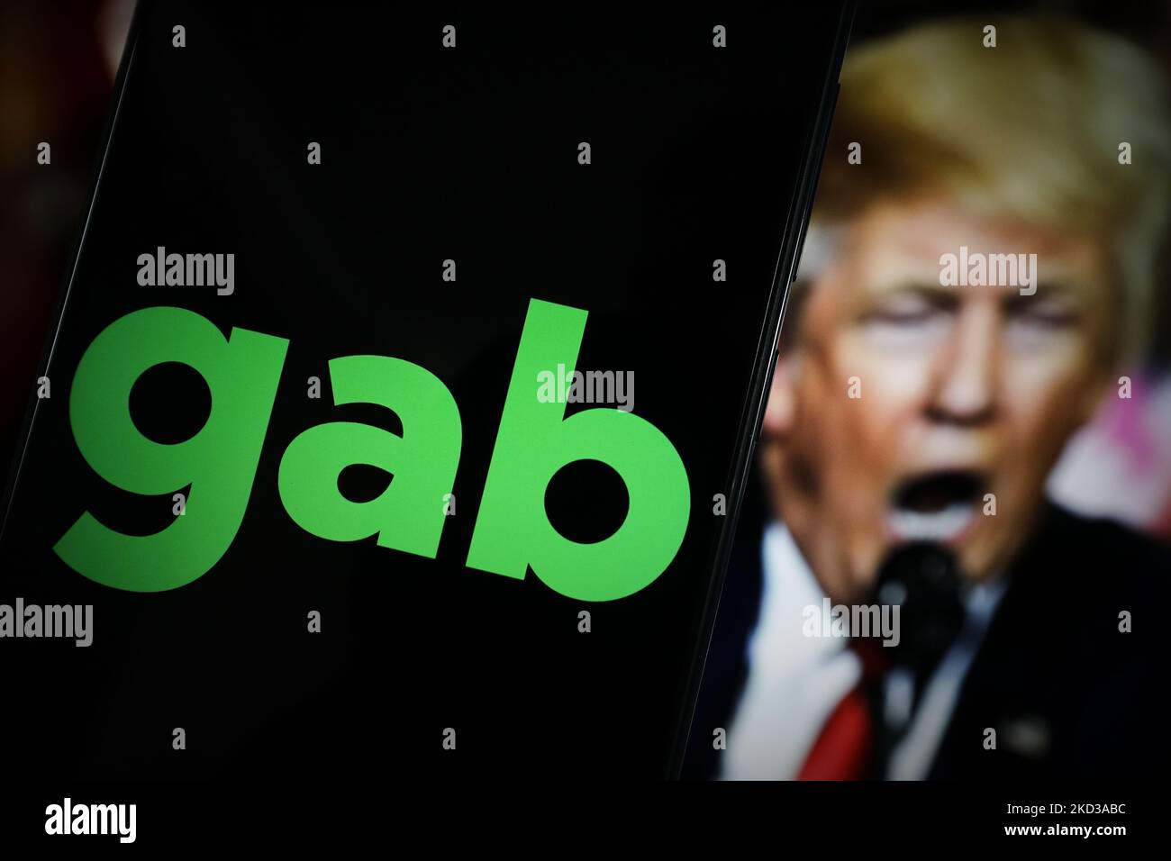 The Gab alt-tech social media logo with an image of former US president ...