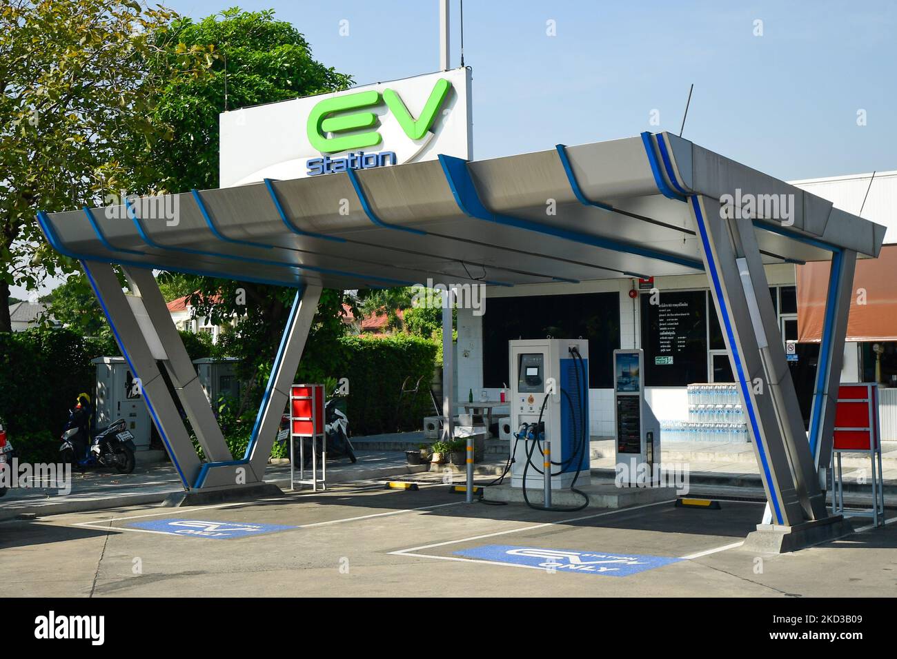 Parking spaces for electric vehicle (EV) at the electric charging ...