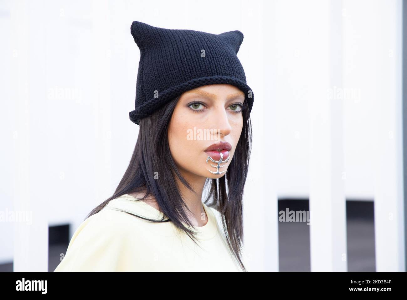 Mayah is seen arriving at the Diesel Fashion Show during Milan Fashion ...