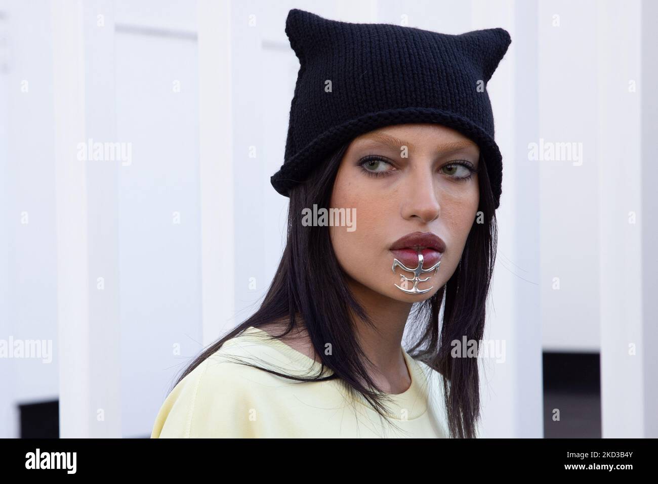 Mayah is seen arriving at the Diesel Fashion Show during Milan Fashion ...