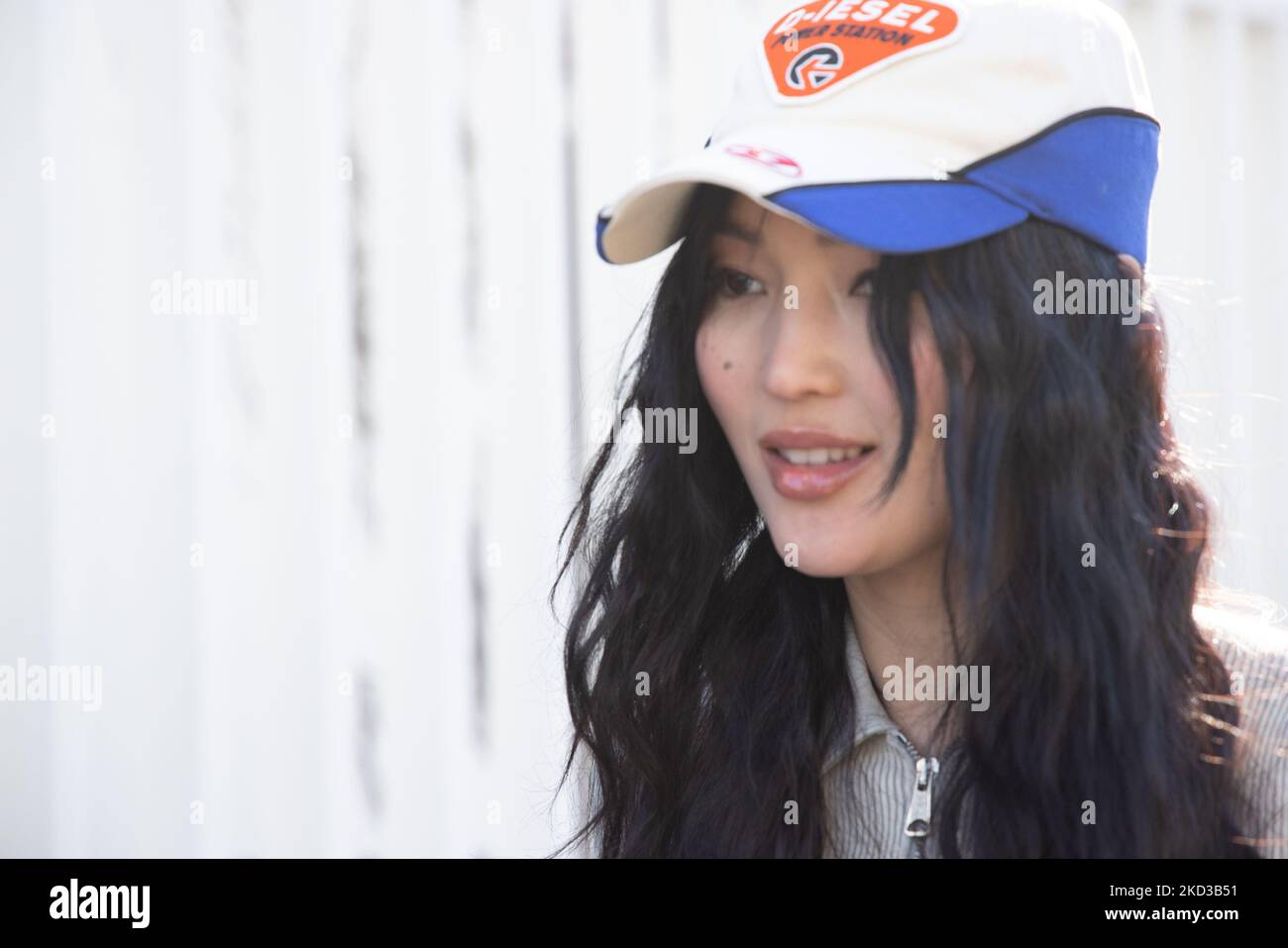 Korlan Madi is seen arriving at the Diesel Fashion Show during Milan ...