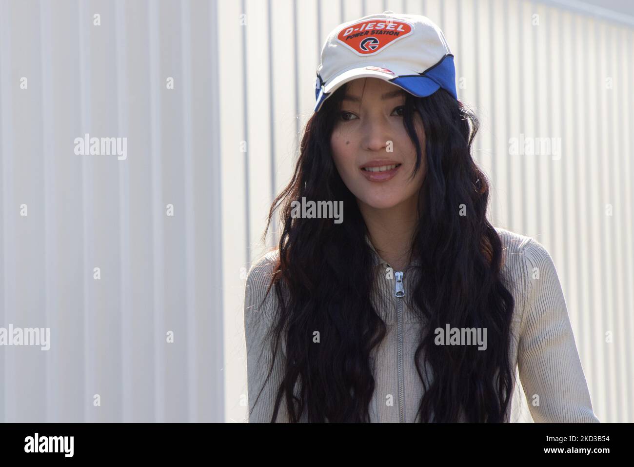 Korlan Madi is seen arriving at the Diesel Fashion Show during Milan ...