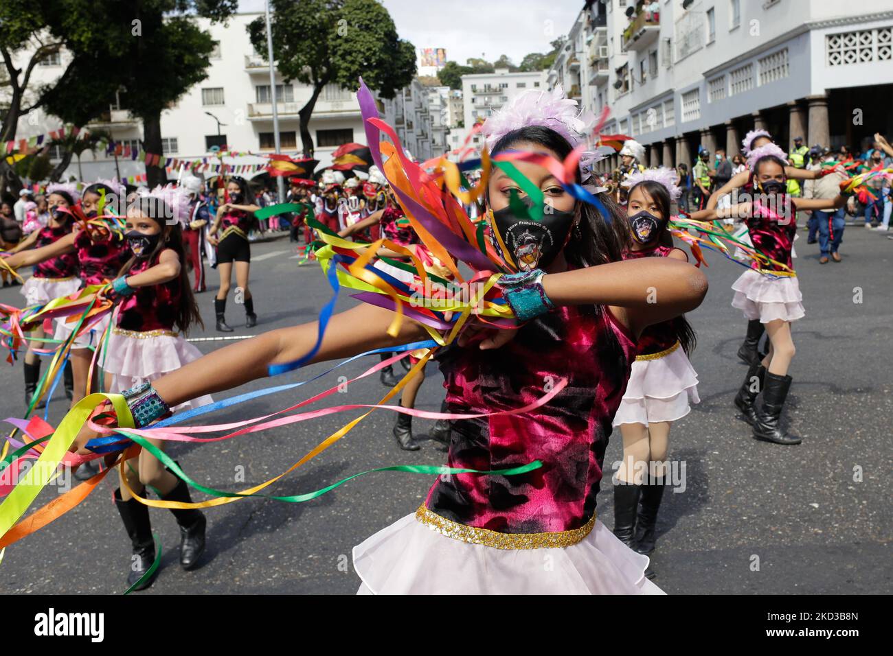 A Young Girl In Costume Dances During The Start Of Carnival In Caracas Venezuela On February 23