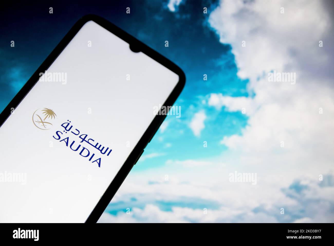 In this photo illustration a Saudia airlines logo seen displayed on a ...