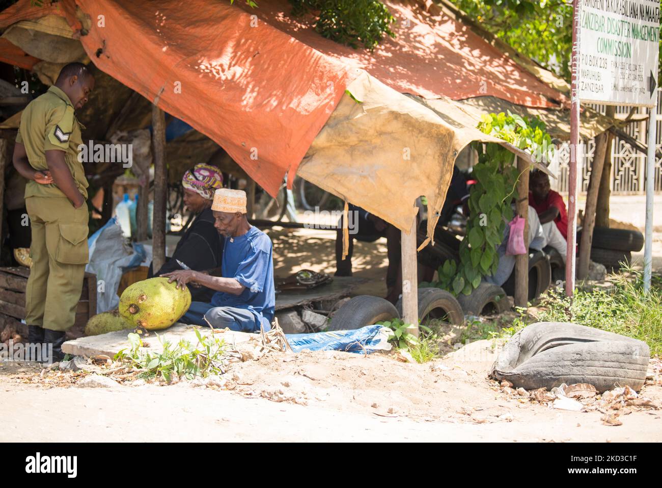 Zanzibar City, Tanzania - May 01,2022: Street view of the usual daily ...
