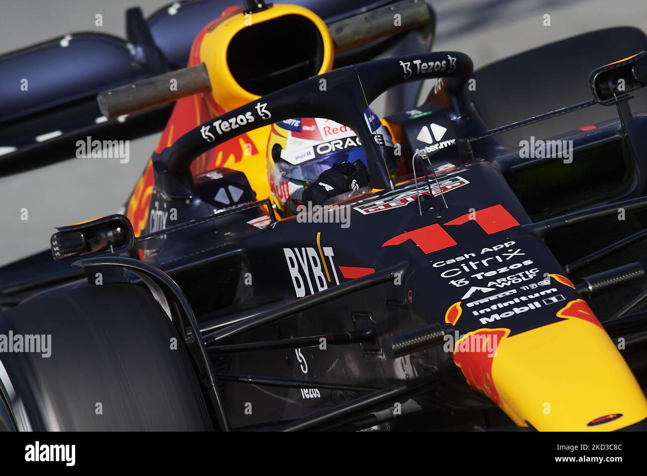 Sergio Perez of Mexico driving the (11) Oracle Red Bull Racing RB18 Honda during Day Two of F1 ...