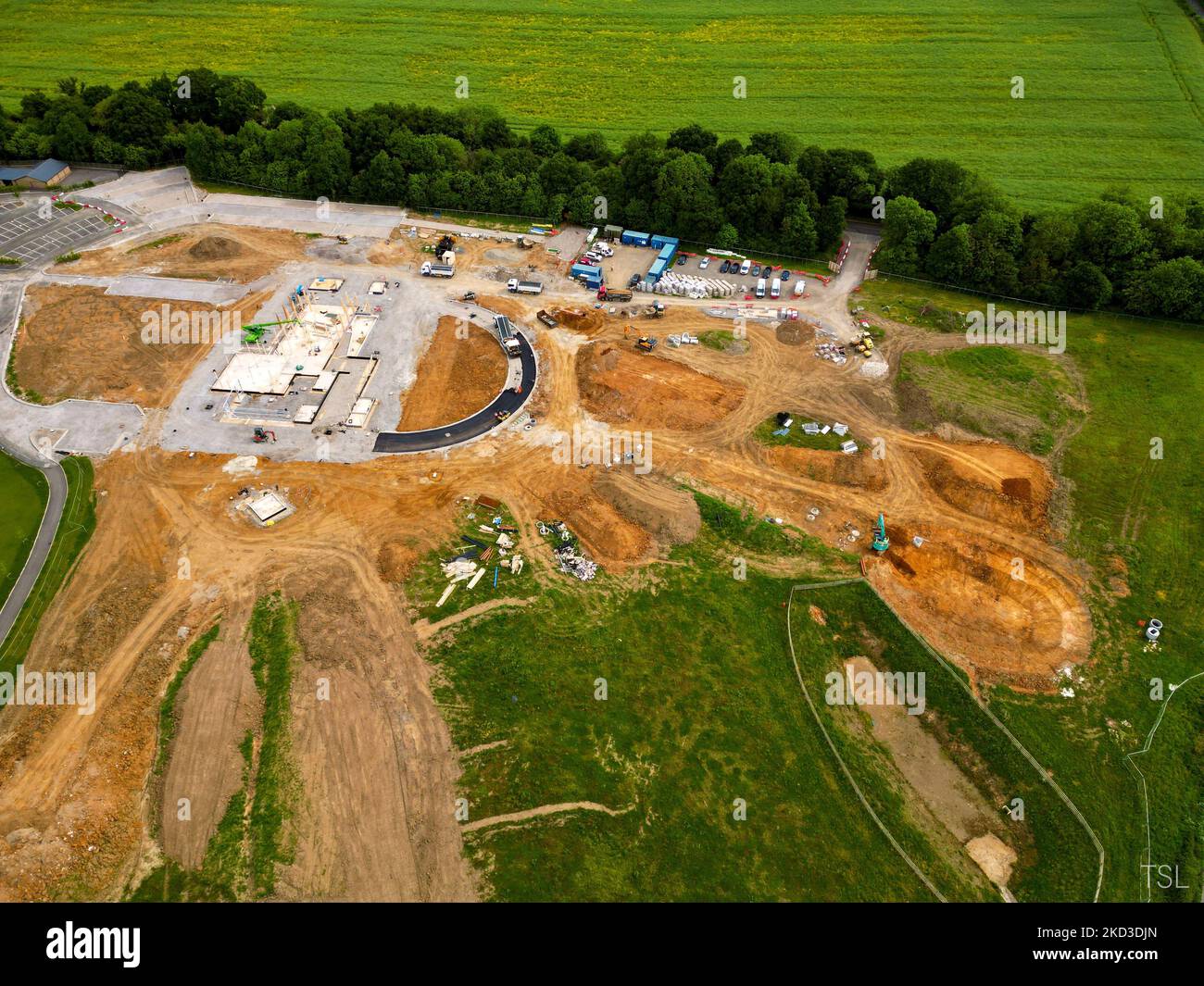 An aerial view of the construction of a new Crematorium Stock Photo - Alamy
