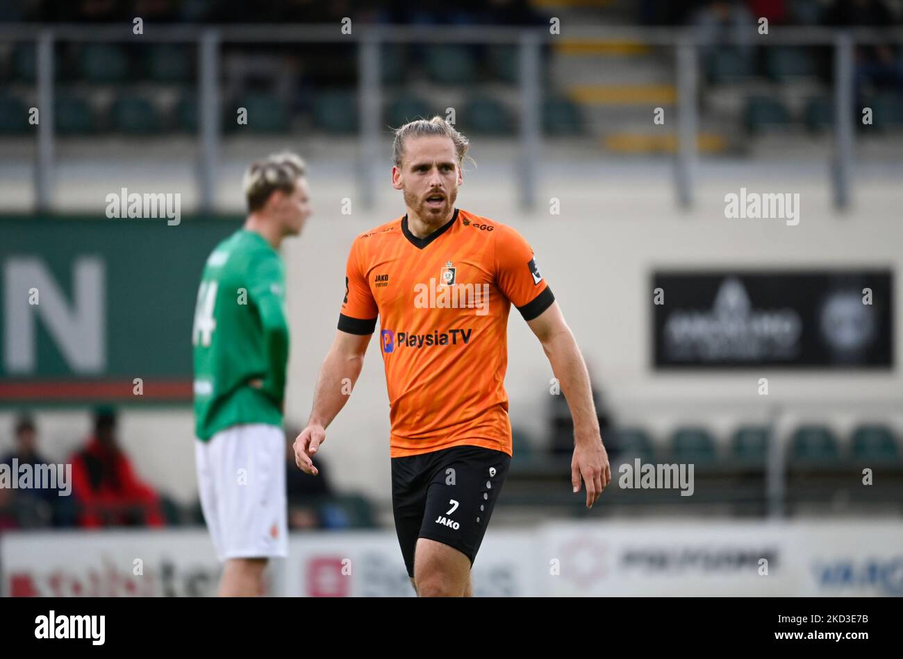 Deinze's Alessio Staelens celebrates after scoring during a soccer ...