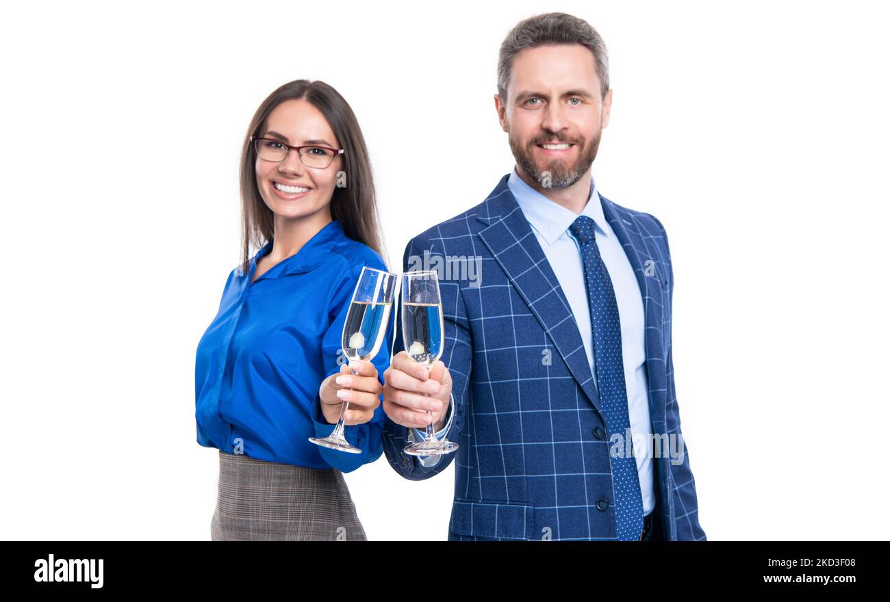 selective focus of colleagues celebrate partnership and success. cheers ...