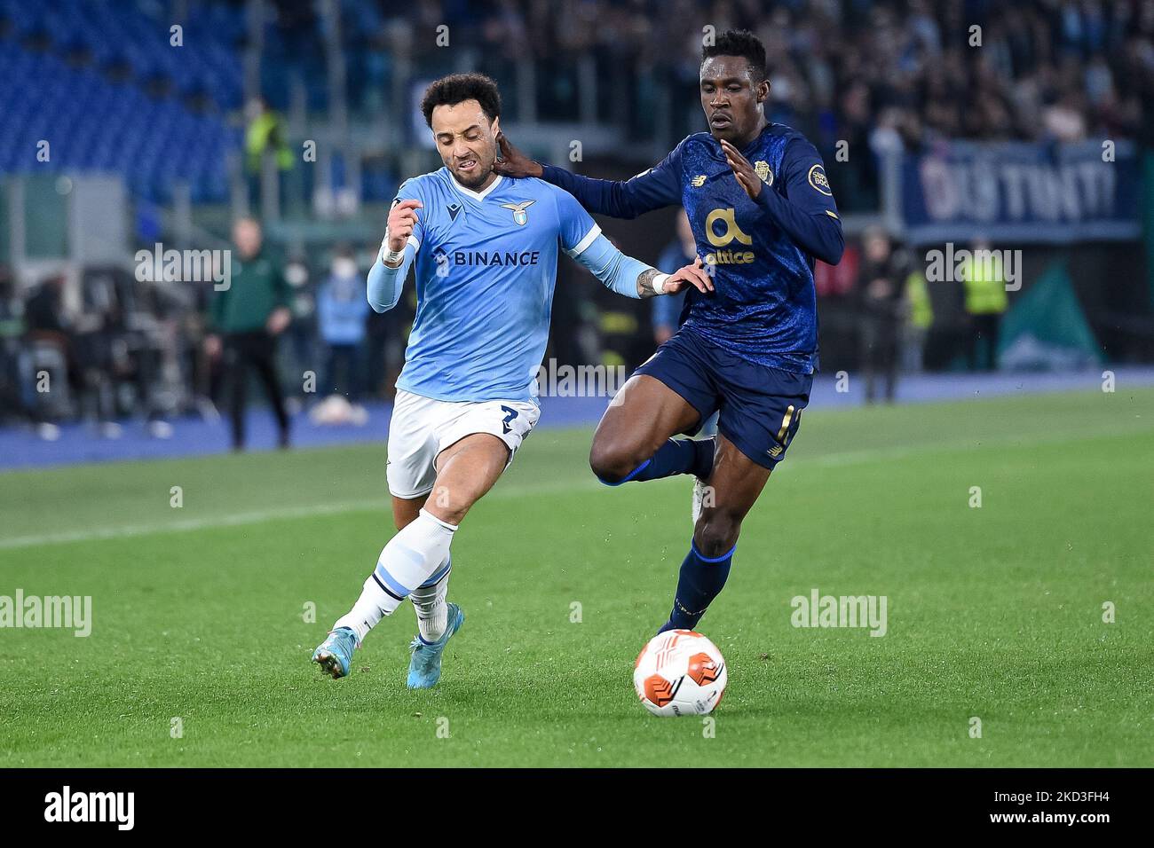 Felipe Anderson of SS Lazio and Zaidu Sanusi of FC Porto compete for ...
