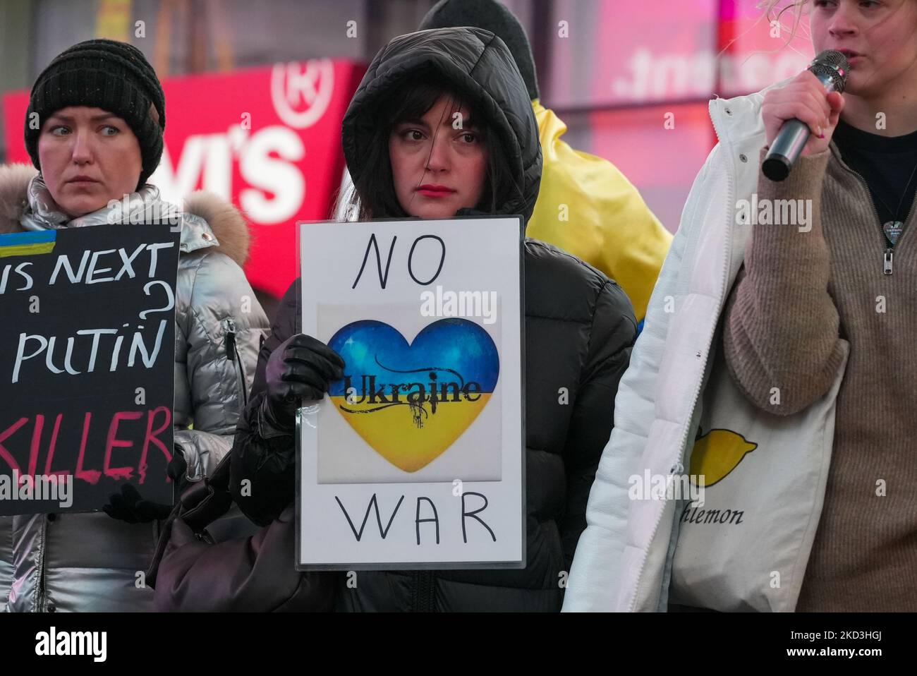 A large gathering of people is seen for "Stand With Ukraine" rally in ...