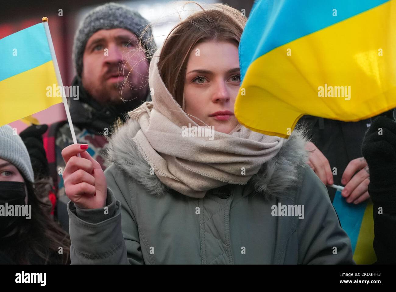 A large gathering of people is seen for "Stand With Ukraine" rally in ...