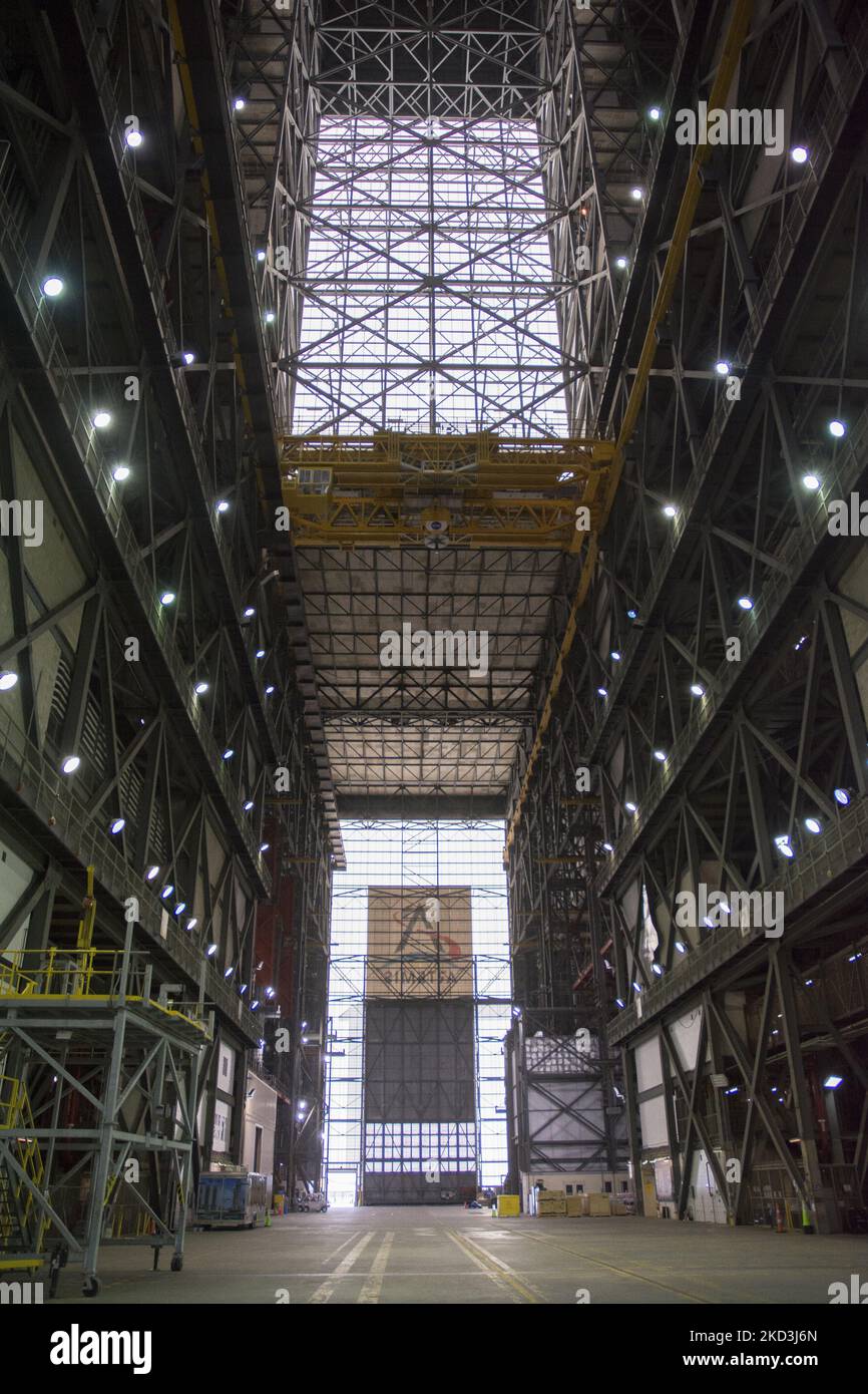 The Artemis Program Banner hangs on the South end of the transfer aisle ...