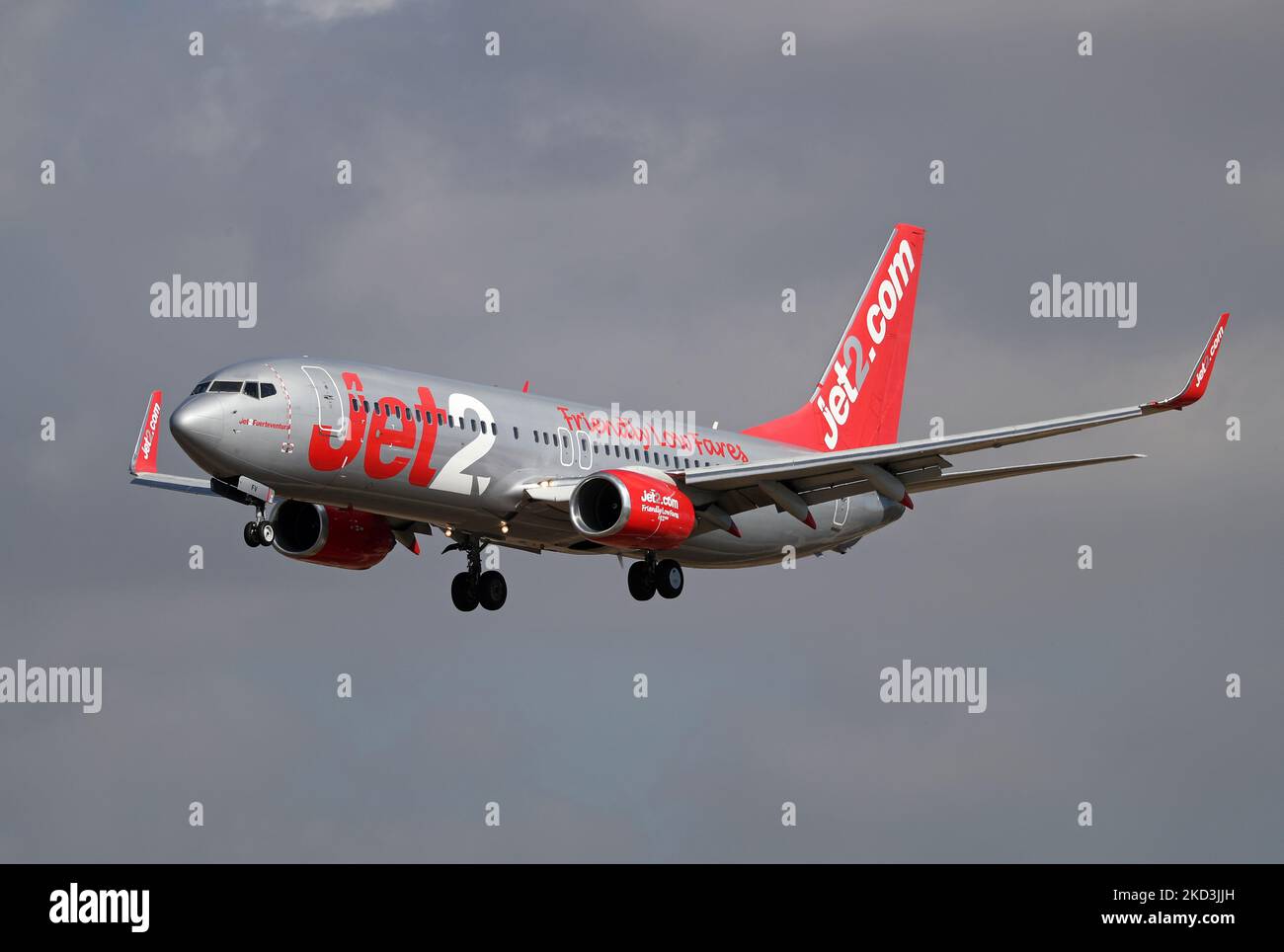 Boeing 737-85F, from Jet2 company, getting ready to land at Barcelona ...