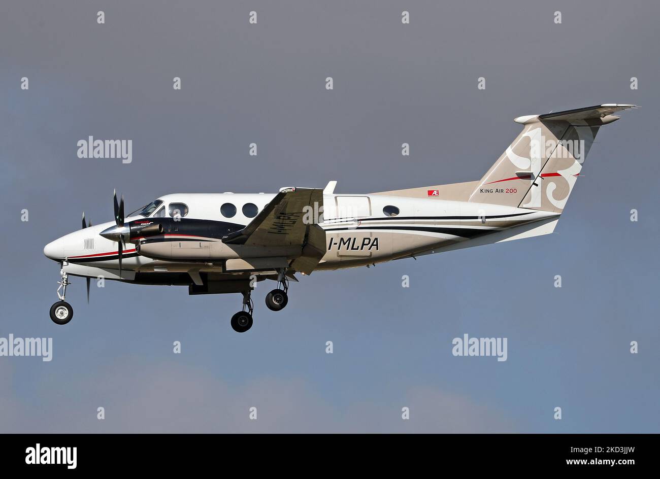 Beech 200 Super King Air, from private company, getting ready to land ...