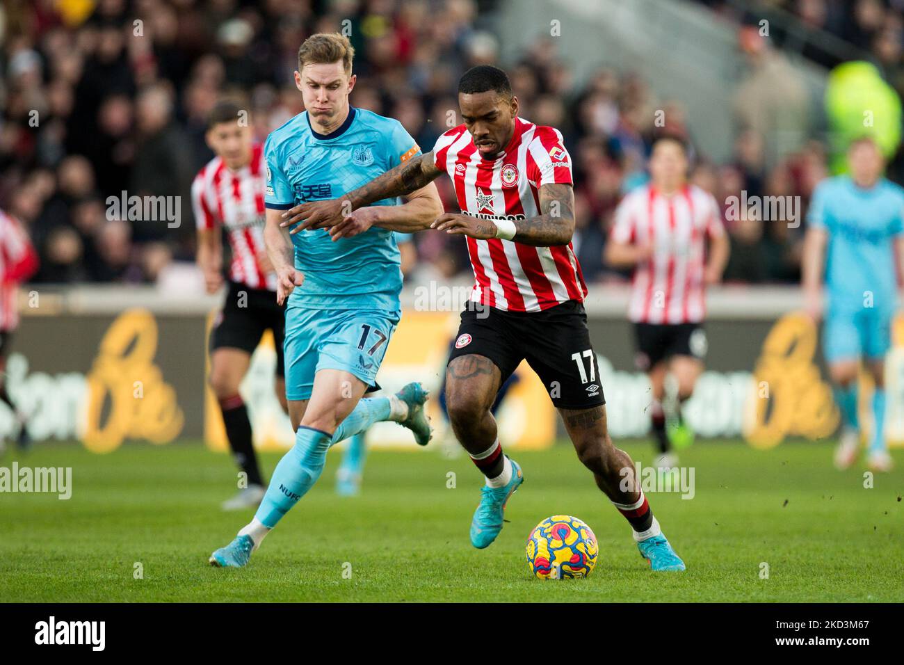 Ivan Toney of Brentford controls the ball during the Premier League match between Brentford and ...