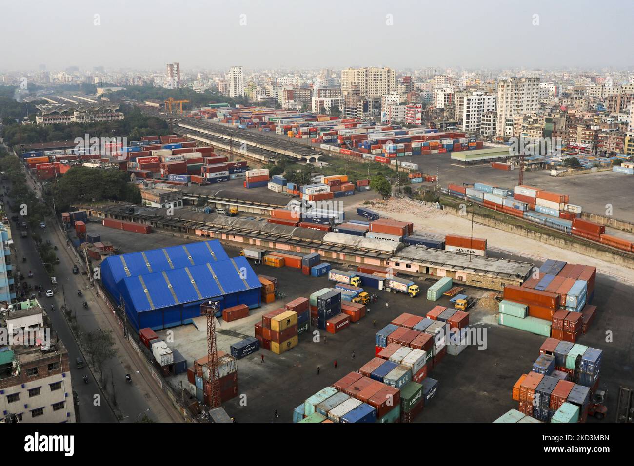 Containers are seen into an Inland Container Depot (ICD) in Dhaka ...