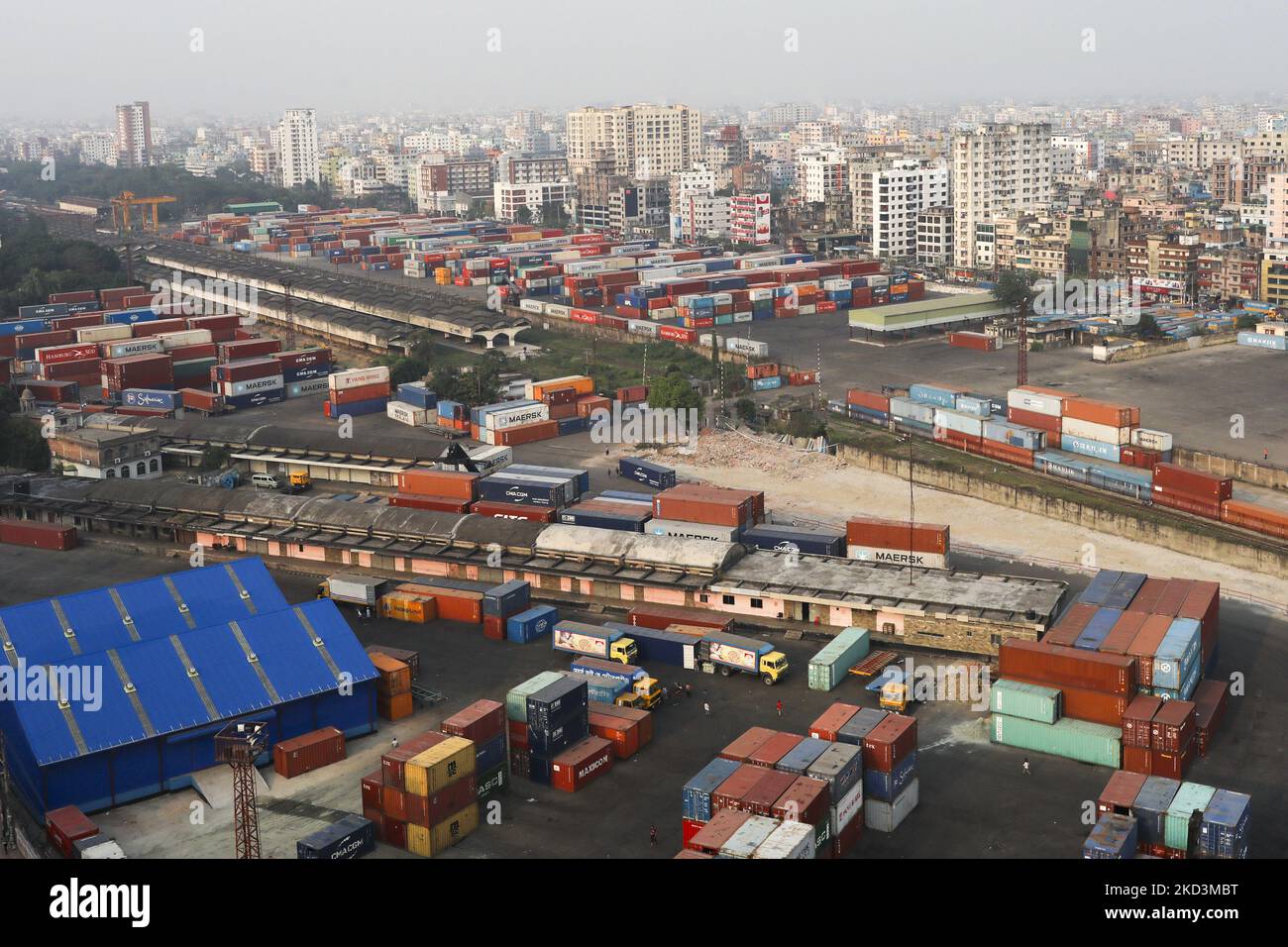 Containers are seen into an Inland Container Depot (ICD) in Dhaka ...